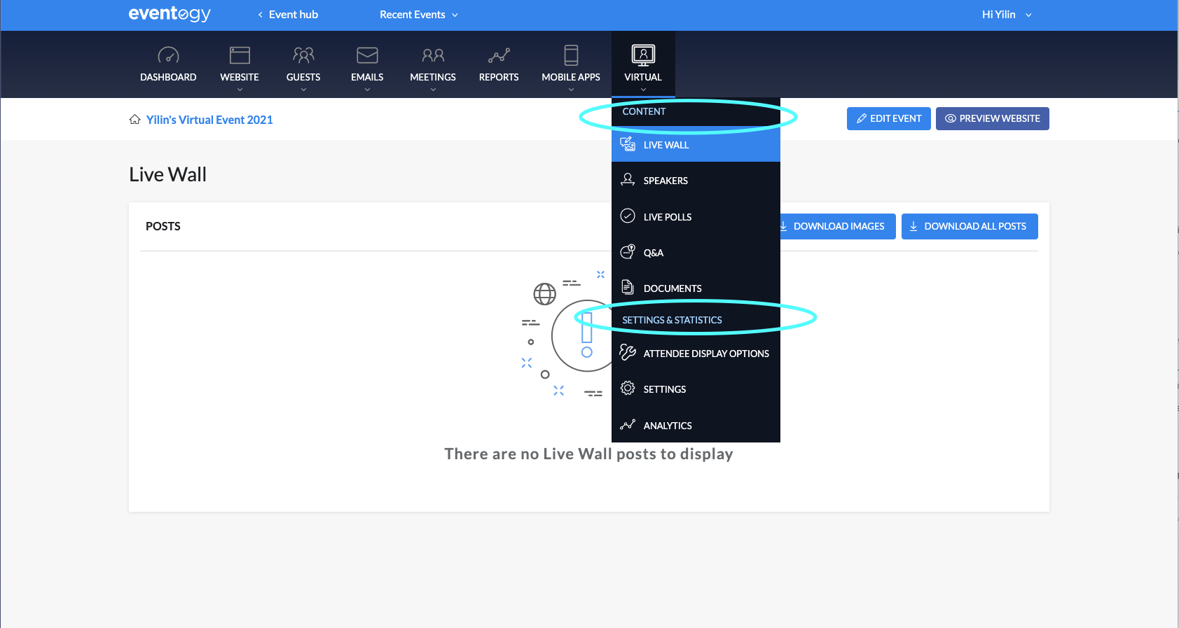 Virtual Settings – Eventogy Help Centre