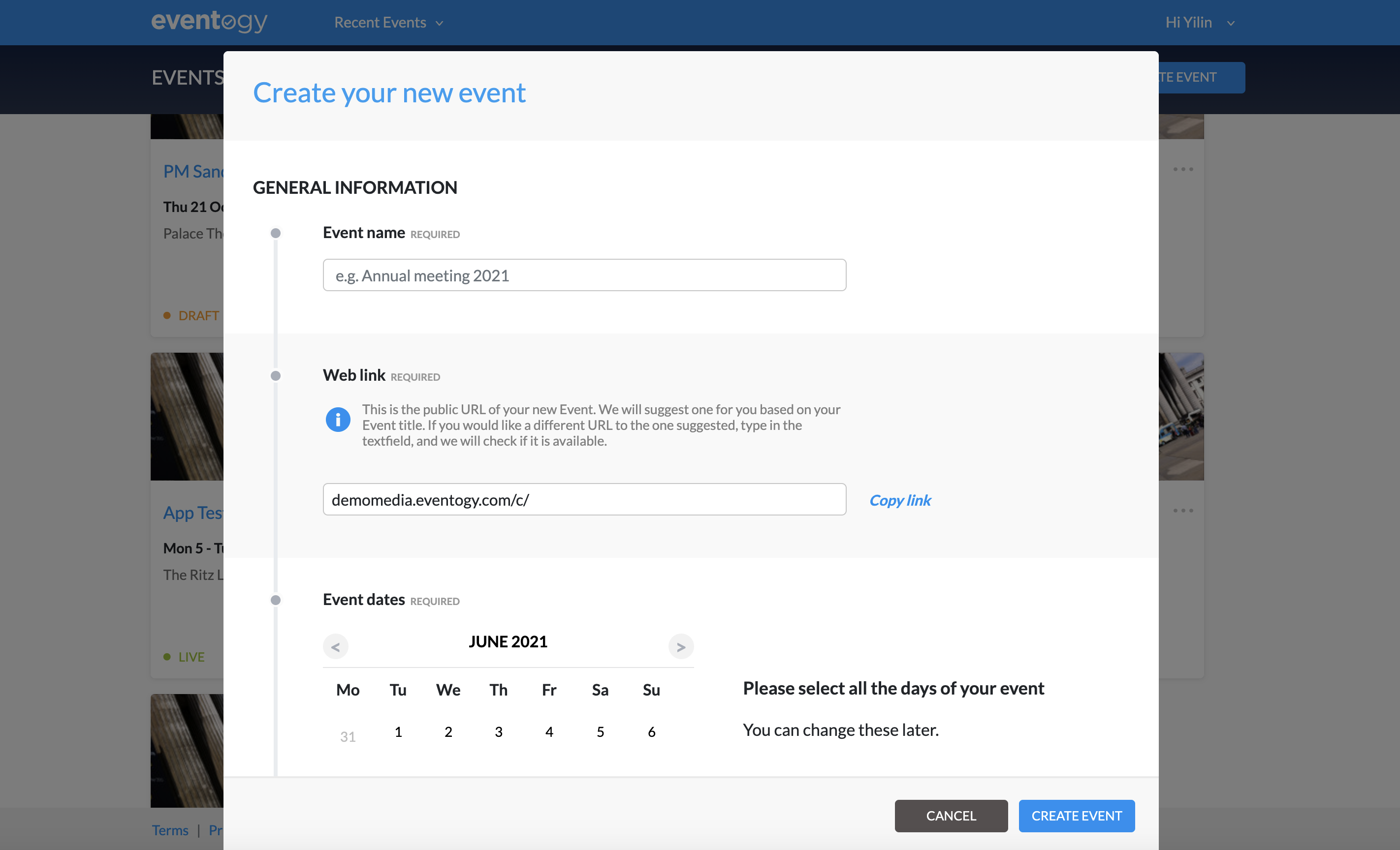 Create New Event – Eventogy Help Centre