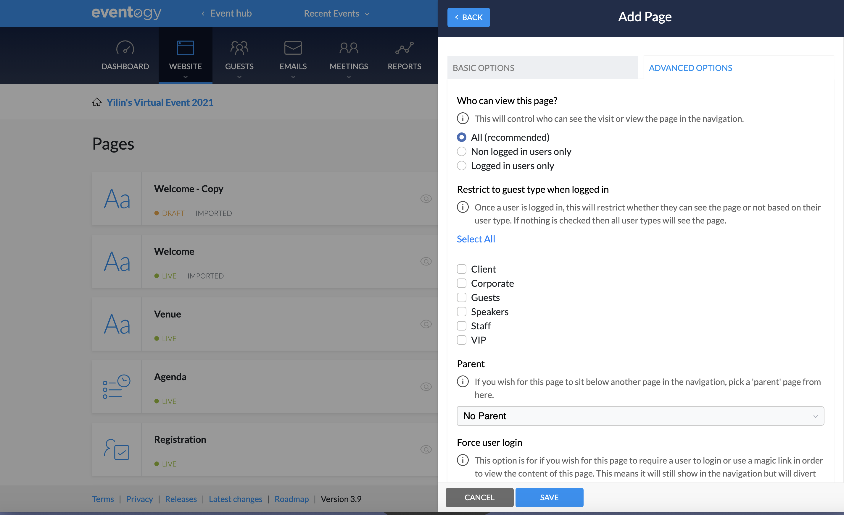 How to Create Pages for your Event Website? – Eventogy Help Centre